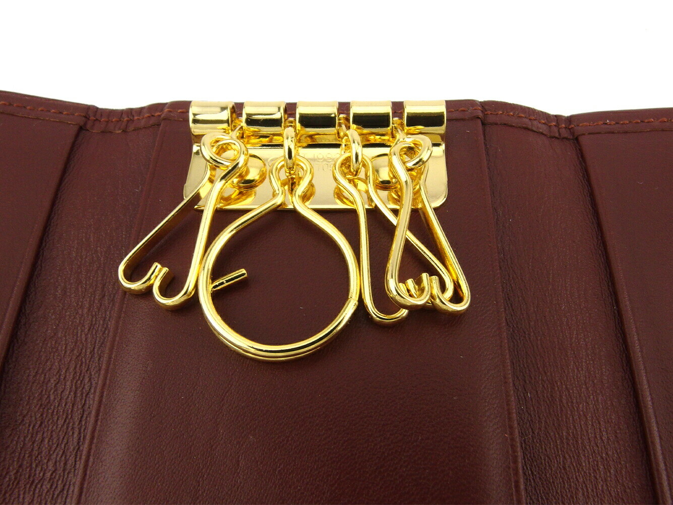 SAINT LAURENT key case YSL logo Bordeaux leather Auth… - Gem