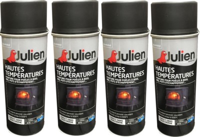 4 BOMBE PEINTURE NOIR MAT HAUTE TEMPERATURE 600 °C JULIEN ECHAPPEMENT ...