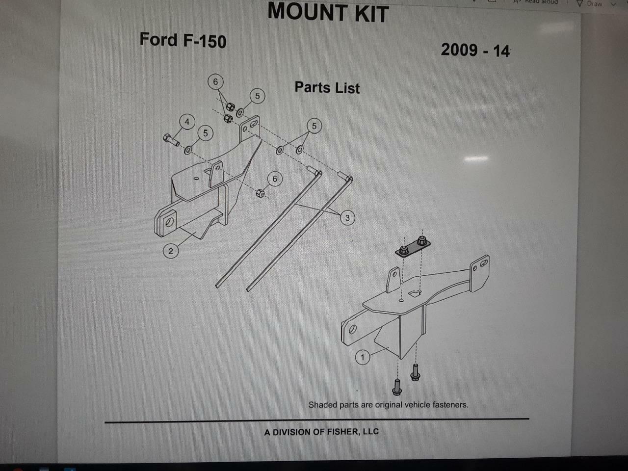 Fisher 7188 Snow Plow mount Bolt Kit 09-14 Ford F150 40855 Minute 2 II ...