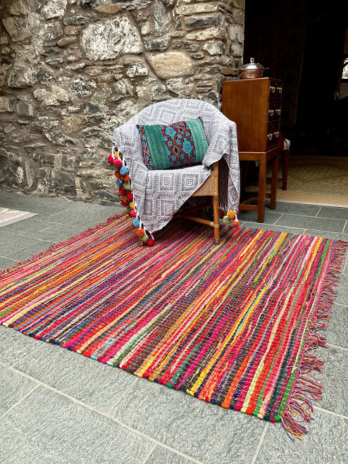 Rag Rug Festival Rugs Multicolour Rainbow Mat Cotton Hand Made ...