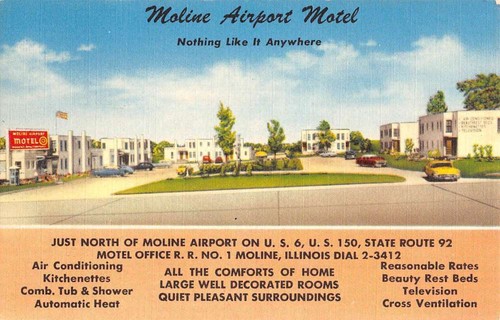 Moline Illinois Airport Motel Street View Antique Postcard K78411 | eBay