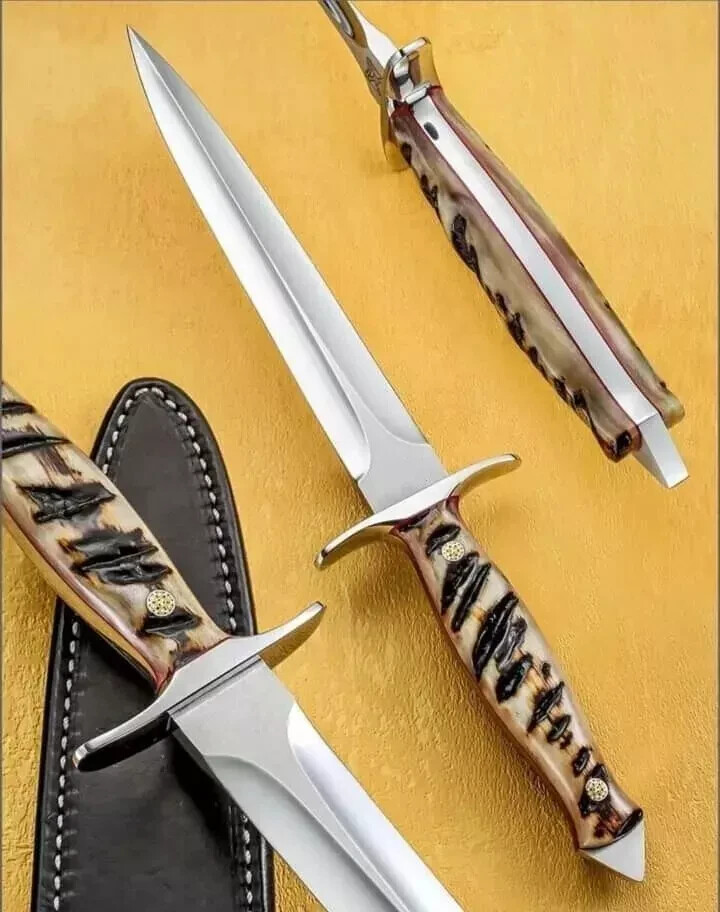 RAM HORN HANDLE DAGGER CUSTOM HANDMADE D2 STEEL FULL TANG HUNTING ...