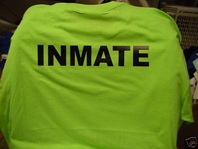 shirt INMATE prison felon county jail state costume NEW custom made 2 ...
