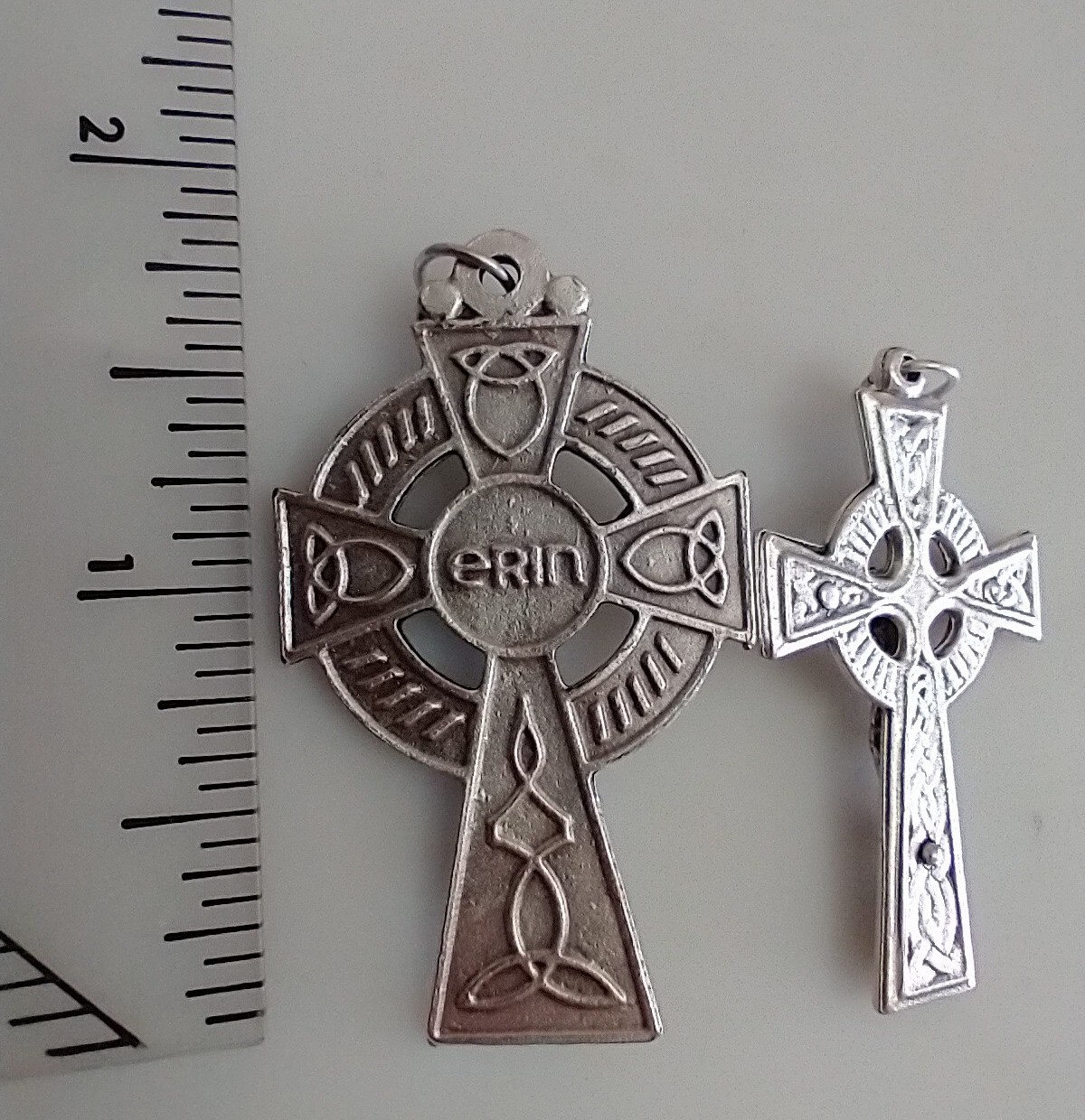 Catholic Lot x 2 Celtic Irish Crucifix Cross Silver Tone XL Medals | eBay