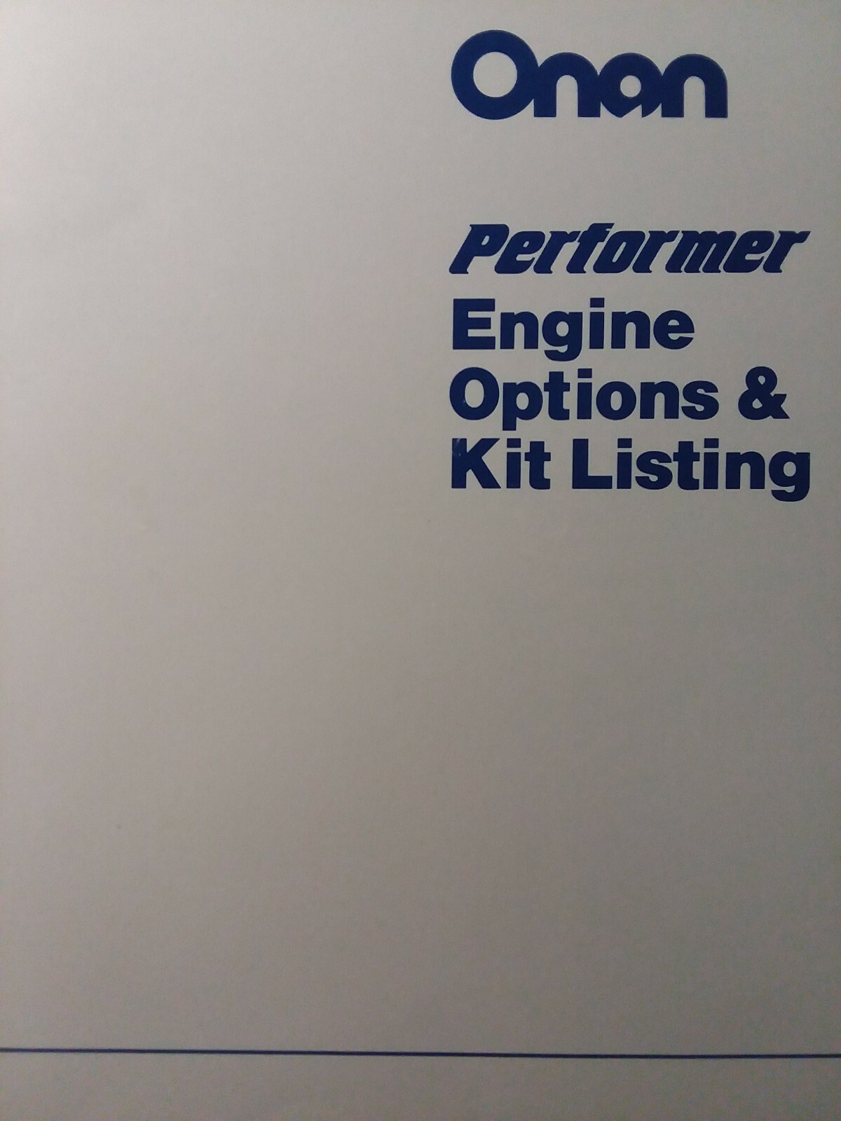 Onan Performer Engine Options & Kit Manual P218 P220 hp 16 18 20 P220V ...