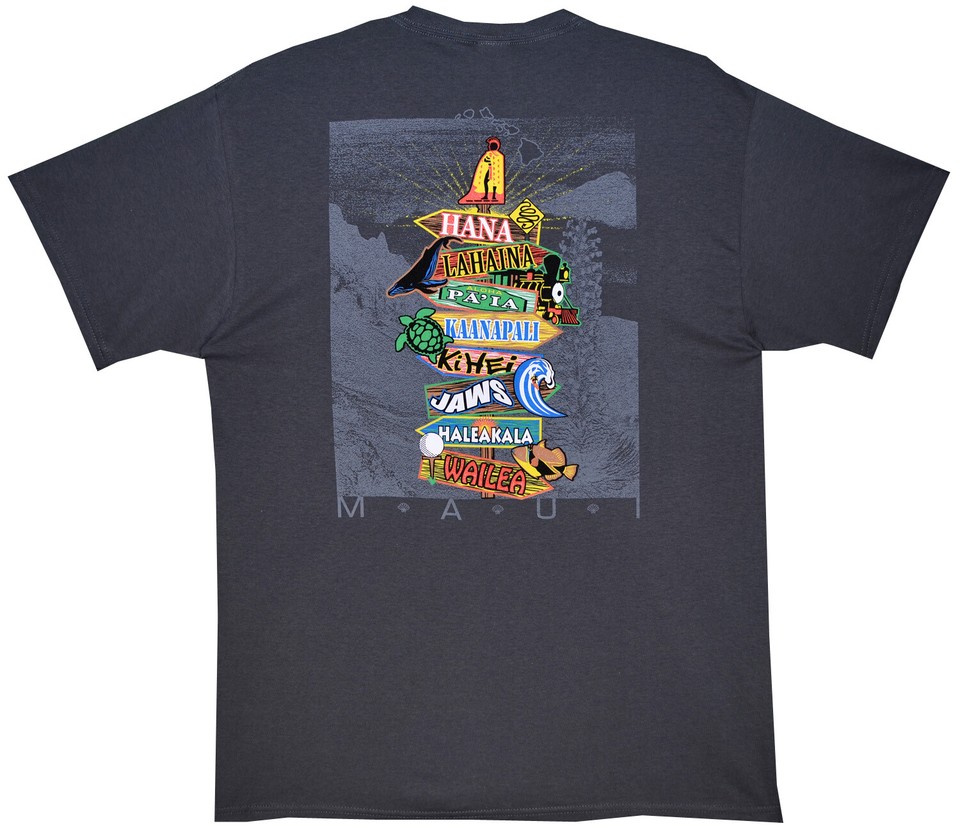 Hawaii Island Signpost Screenprinted Hawaiian T-Shirt | eBay