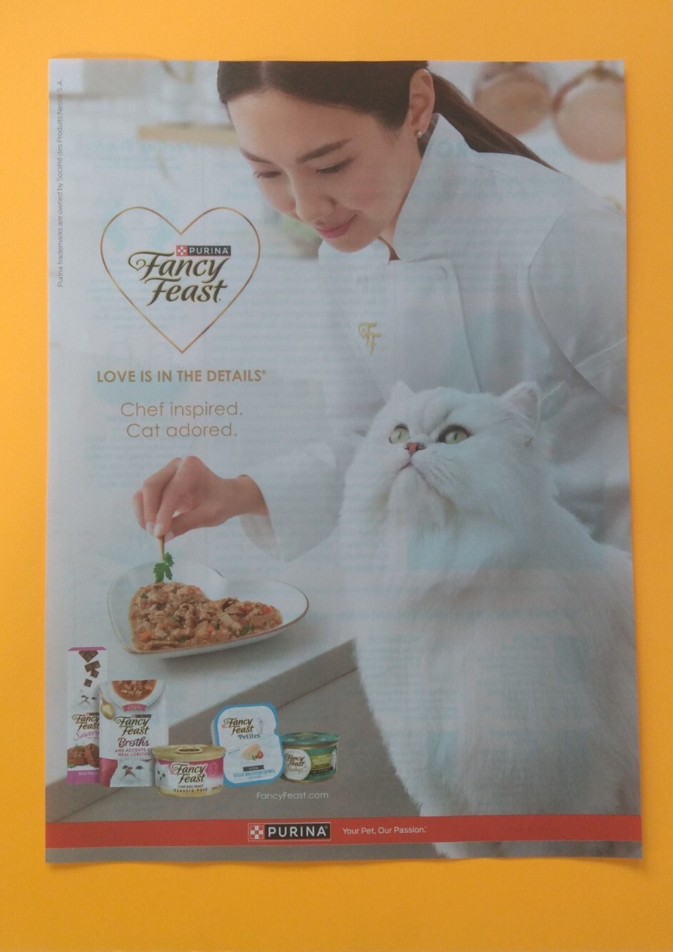 2023 Fancy Feast Purina Cat Food Print Ad Chef Inspired Cat Adored ...