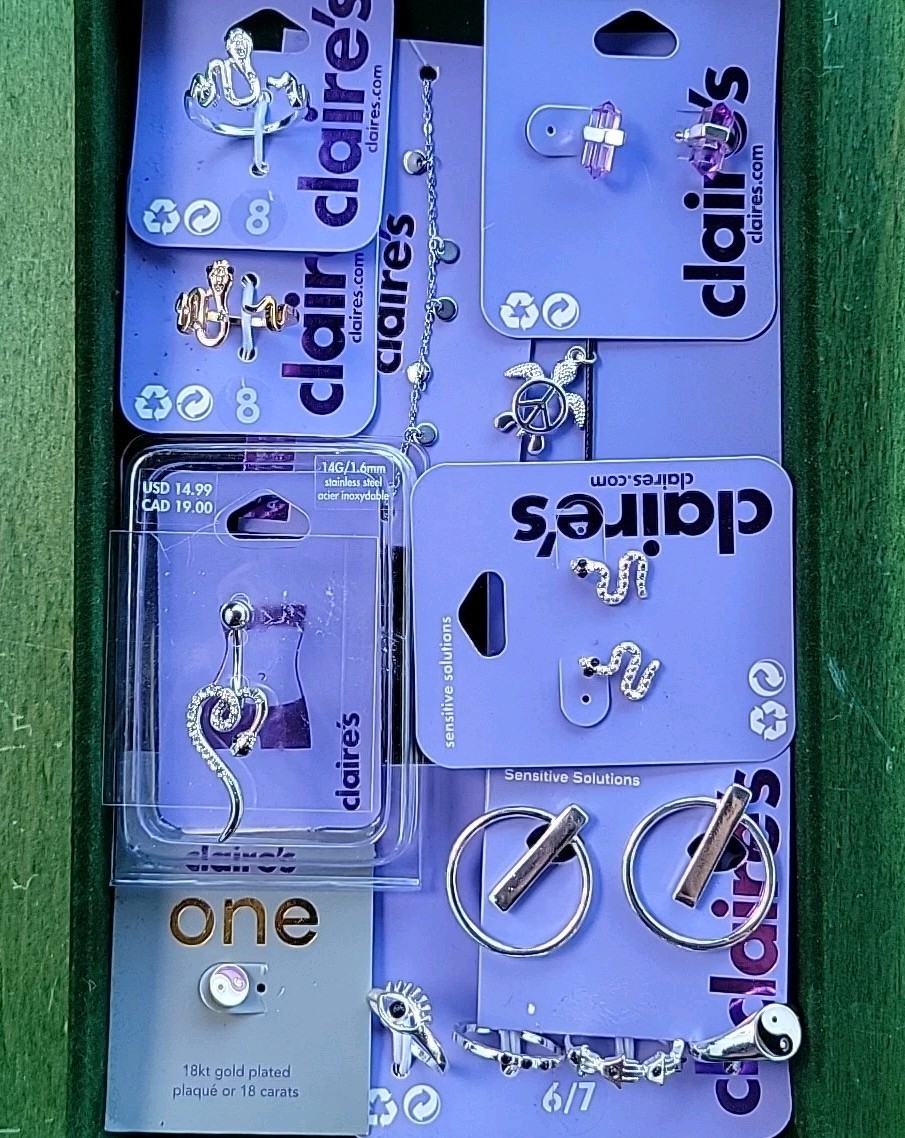 NEW Claire's Jewelry LOT Silver Snake Earrings Ying Yang Turtle ...