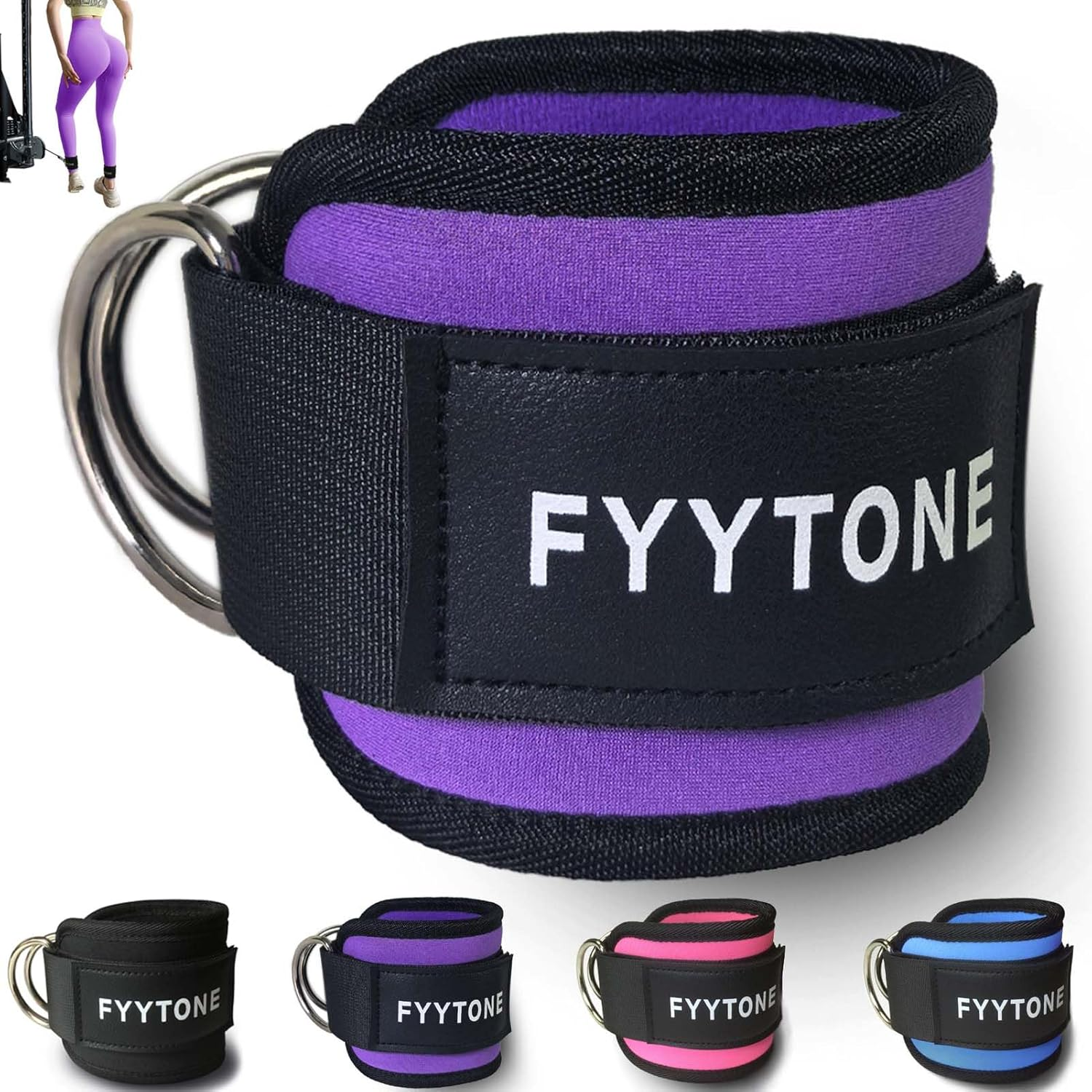 Ankle Strap(Pair) for Cable Machine, Ankle Cuff for Kickbacks, Leg ...