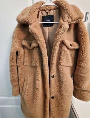 Lucky Brand Faux Fur Women Camel Oversized Teddy Shacket Jacket SzL | eBay