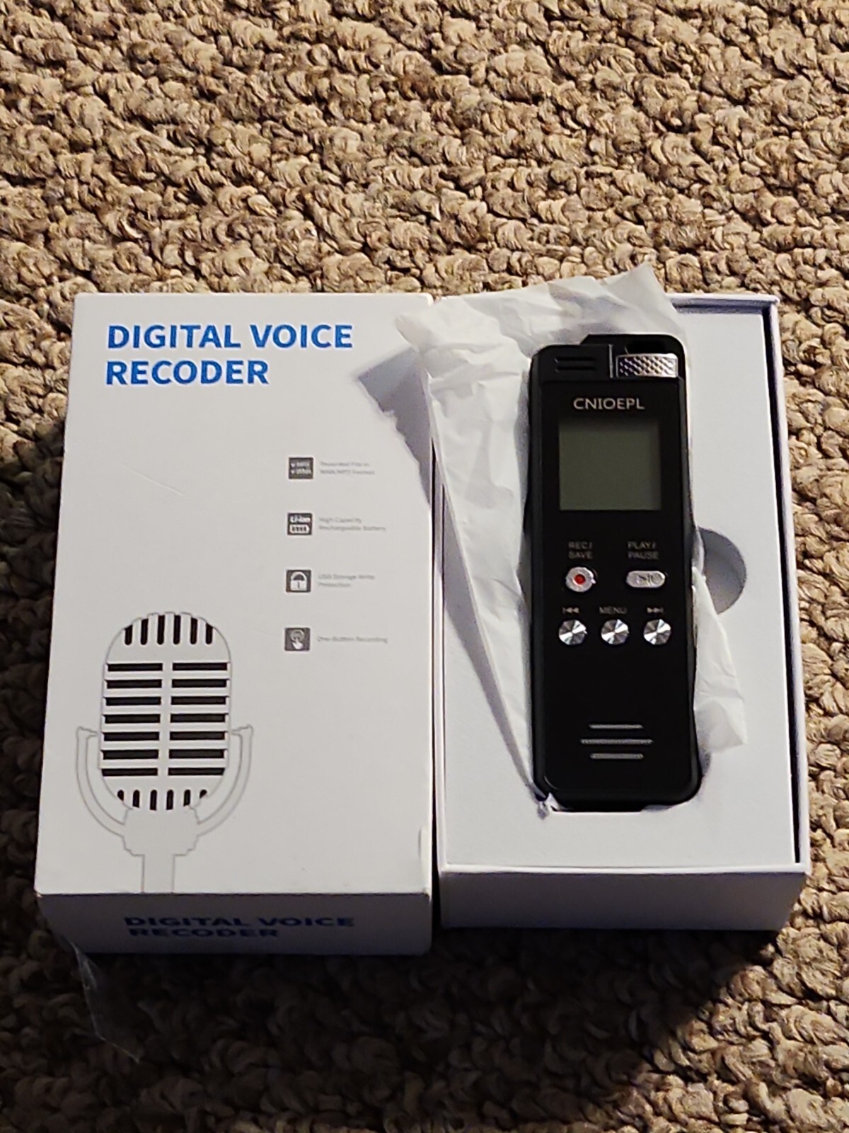 Digital Voice Activated Recorder Handheld Dictaphone Double Mic Spy ...