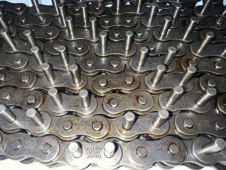 TSUBAKI ROLLER CHAIN SINGLE RS60 RIVETED 3/4" PITCH 0.469" PIN DIA. 10 ...