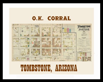 TOMBSTONE STREET Map Tombstone AZ OK Corral Art 16 x 20 Print | eBay