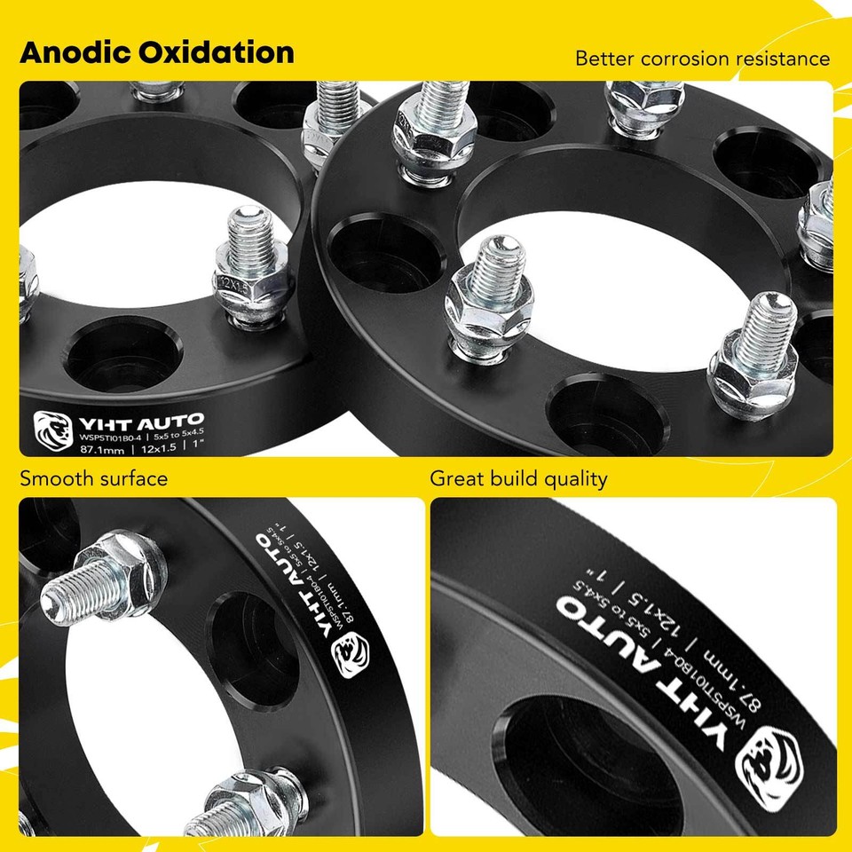 4x 5x5" to 5x4.5" Wheel Adapter 1" M12x1.5 Studs 87.1mm for Chevrolet ...