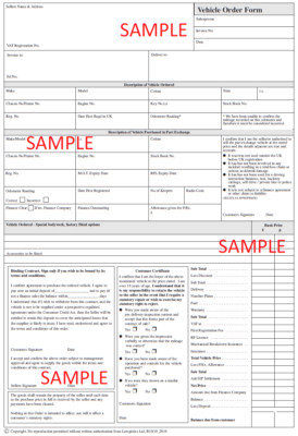 Legally Compliant - Used Car / Vehicle Order Form / Deposit Pad ...