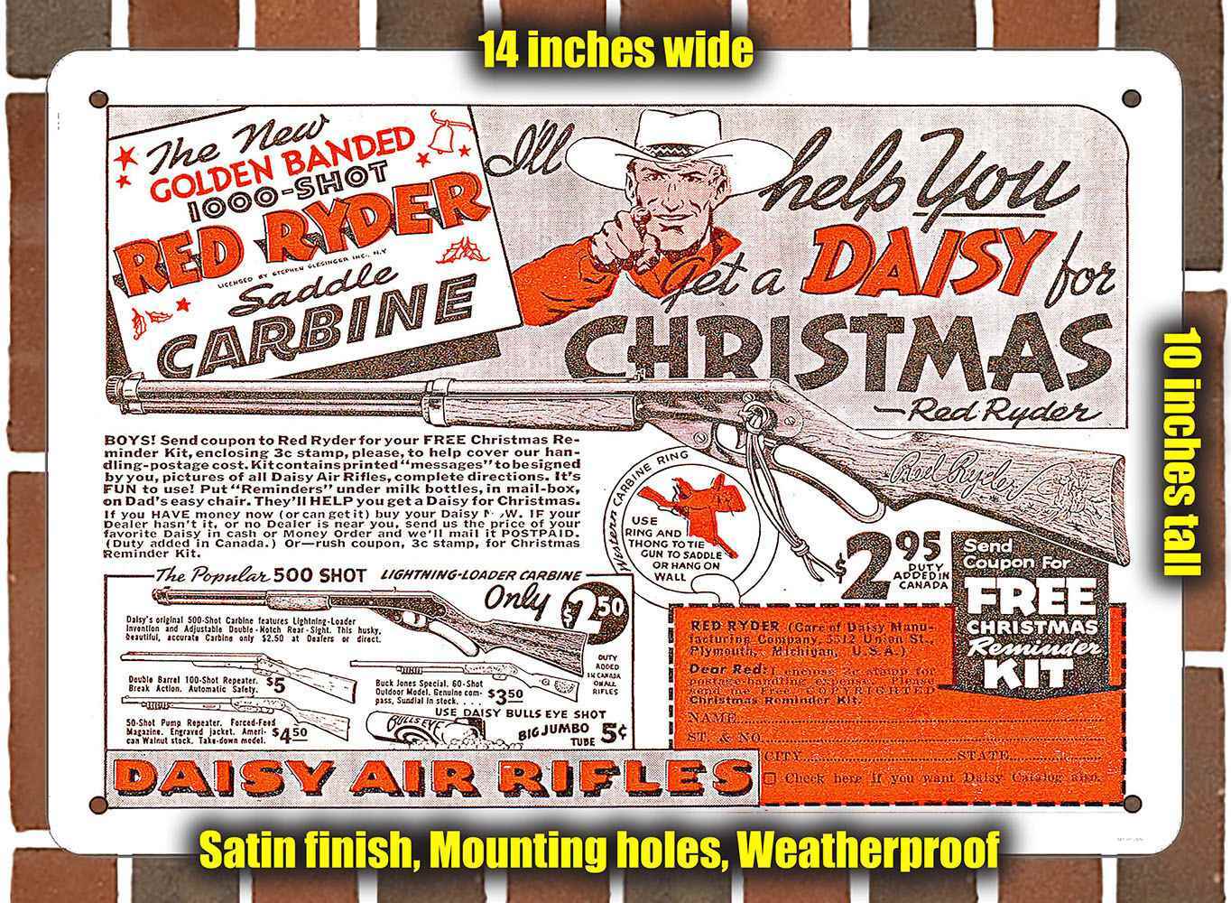Metal Sign - 1940 Daisy Red Rider BB Gun- 10x14 inches | eBay