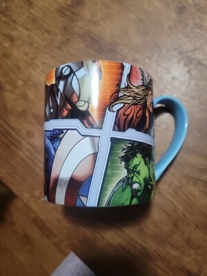 Disney MARVEL Coffee Mug 16 Oz Avengers Tea Cup Blue Comic Design by ...