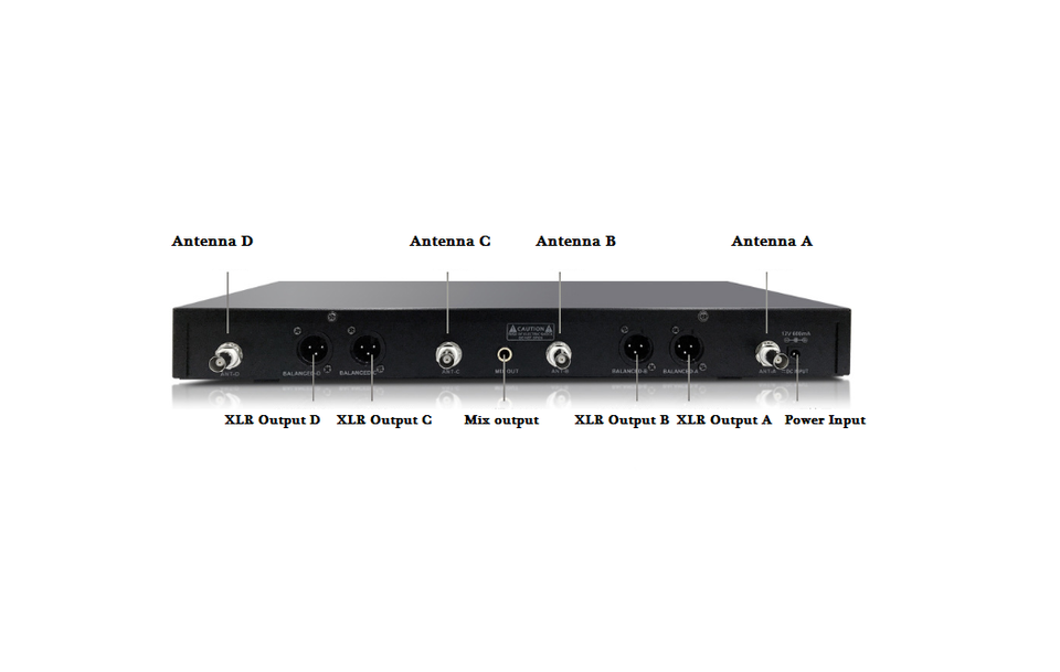 4 Wireless Microphone System UHF Cordless Handheld Mike 4 Mic Wireless ...