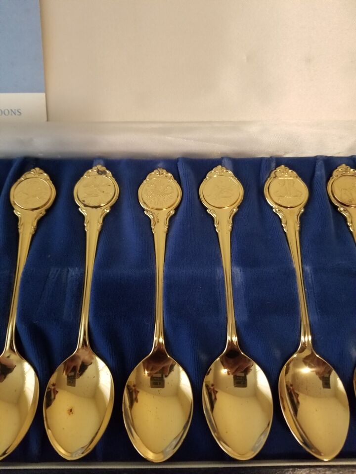 Franklin Mint Gold Vermeil Sterling Silver Zodiac Spoons Signature ...
