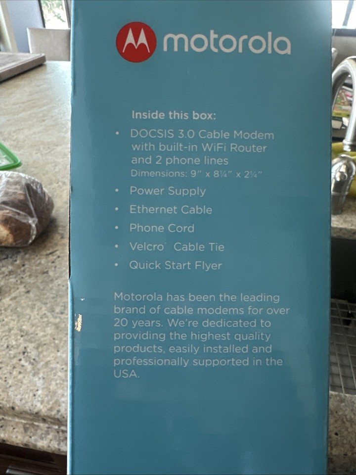Motorola 24x8 Cable Modem Plus AC1900 WiFi Router with 2 Phone Lines ...