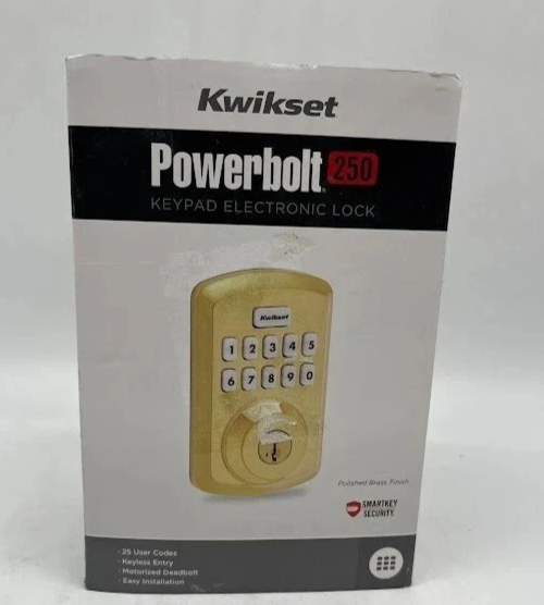 Kwikset Powerbolt 250 Keypad Polished Brass Electronic Door Lock ...