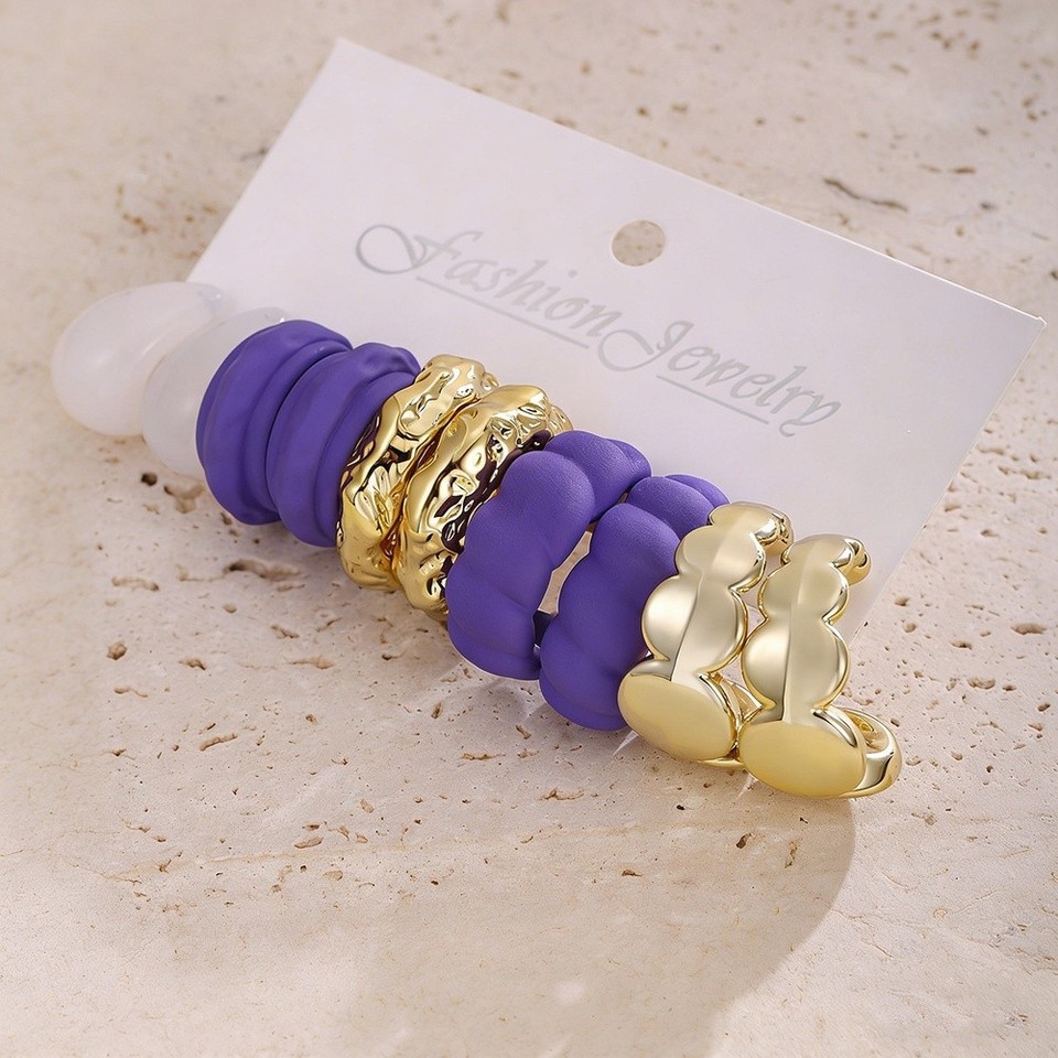 Geometric Shape Hoop Earrings Set with Resin Drop for Women Punk Style ...