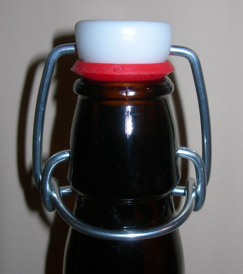 BEER BOTTLES 24 EZ CAP AMBER GLASS SWING-TOP SODA 16oz FLIP TOP EZCAP ...