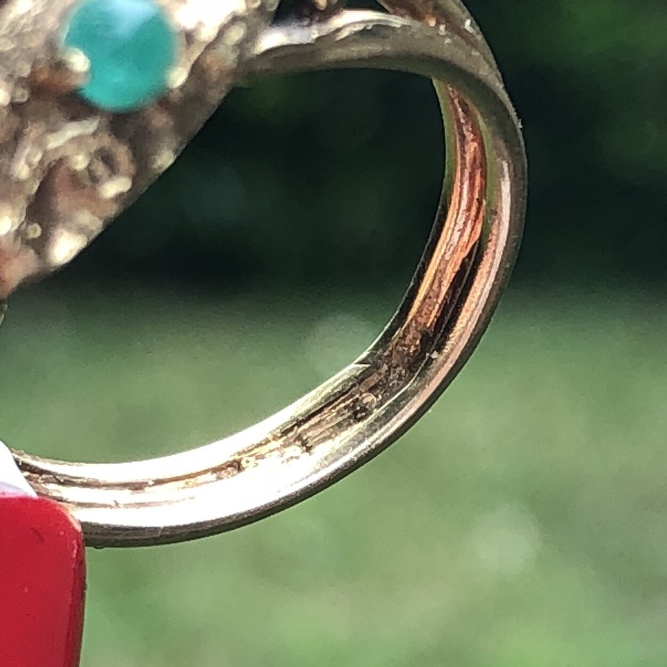 Etruscan Revival 14K Yellow Gold Seed Pearl Emerald Cab Thai Princess ...