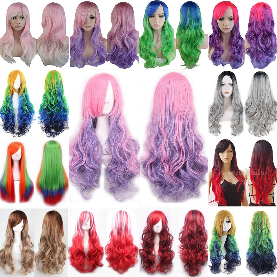 Fashion Cosplay Hair Wig Women Long Straight Curly Party Anime Costume ...