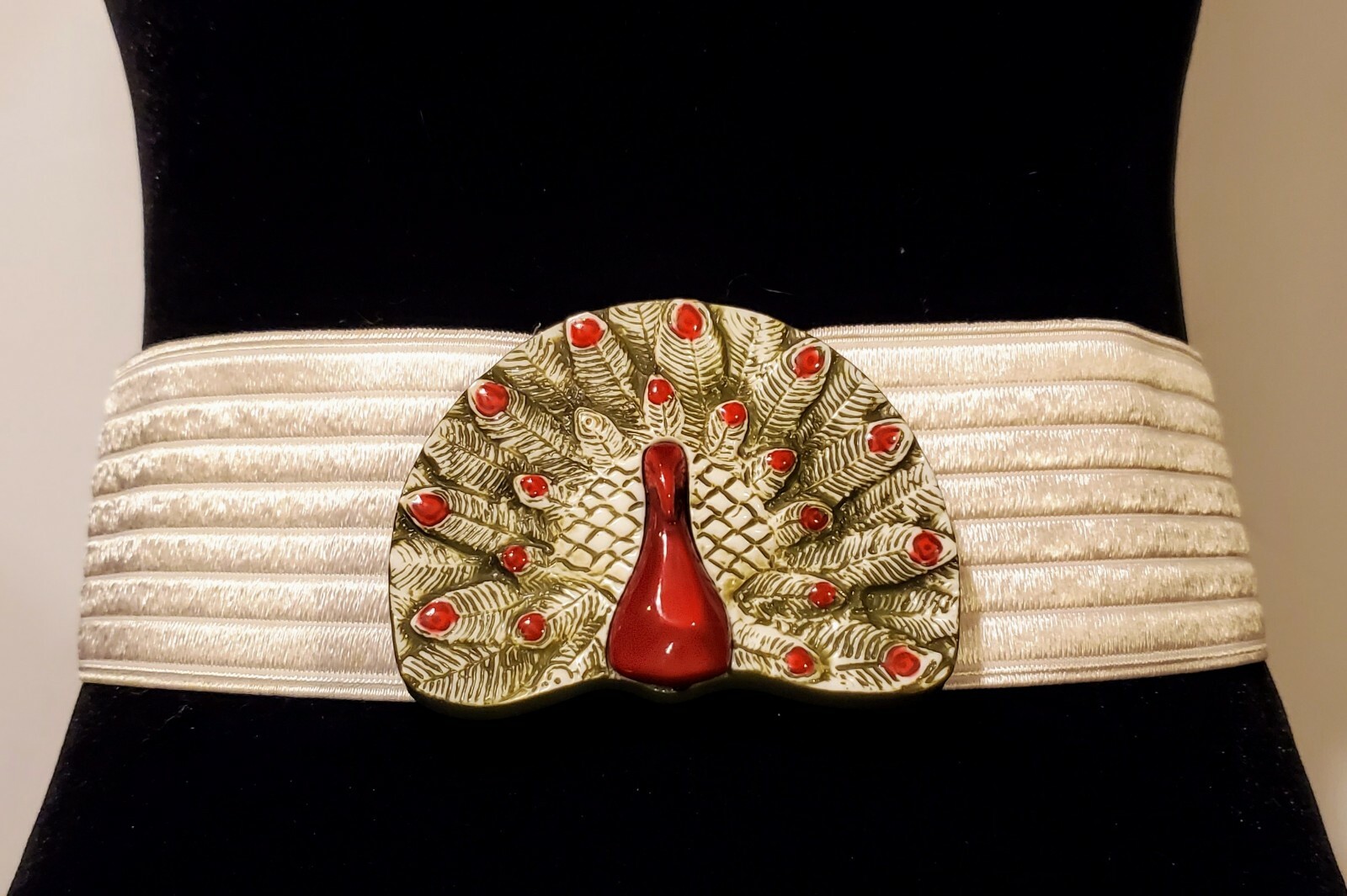 Vintage 80s Charmant Belts Inc Beverly Hills Resin Peacock Red Bird ...
