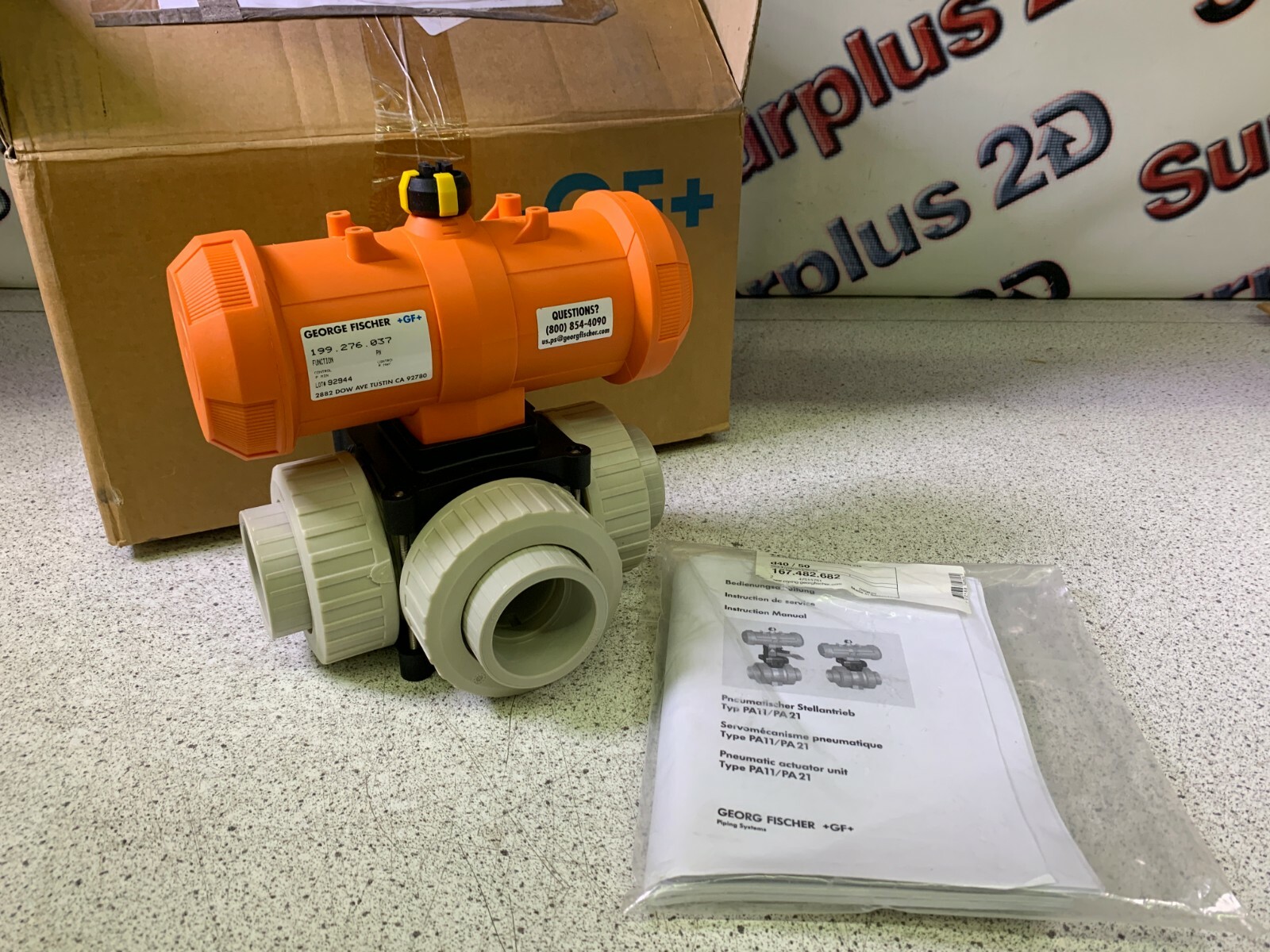George Fisher Type PA11/21 Pneumatic Actuator w/ Typ 343 DN40 Ball ...