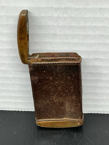 Antique Brass Tin Hinged Top Pocket Match Safe Case Rustic Patina | eBay