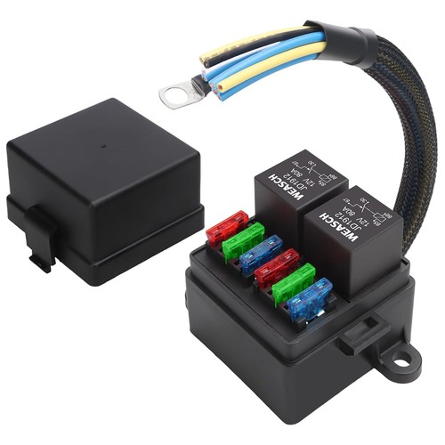 12V Pre-Wired Fuse Relay Box, 4-Pin 80A Block and Kit, 2 Relays 6... | eBay