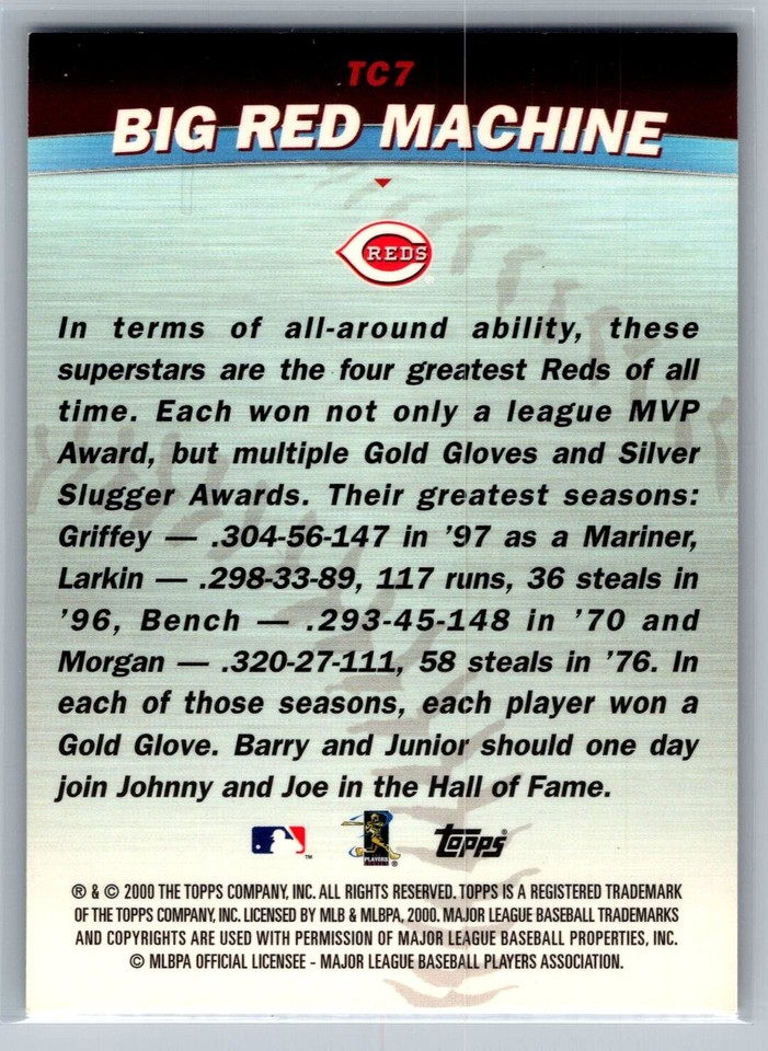 2000 Topps Combos Big Red Machine #TC7 Ken Griffey Jr. - HOF NM-MT | eBay