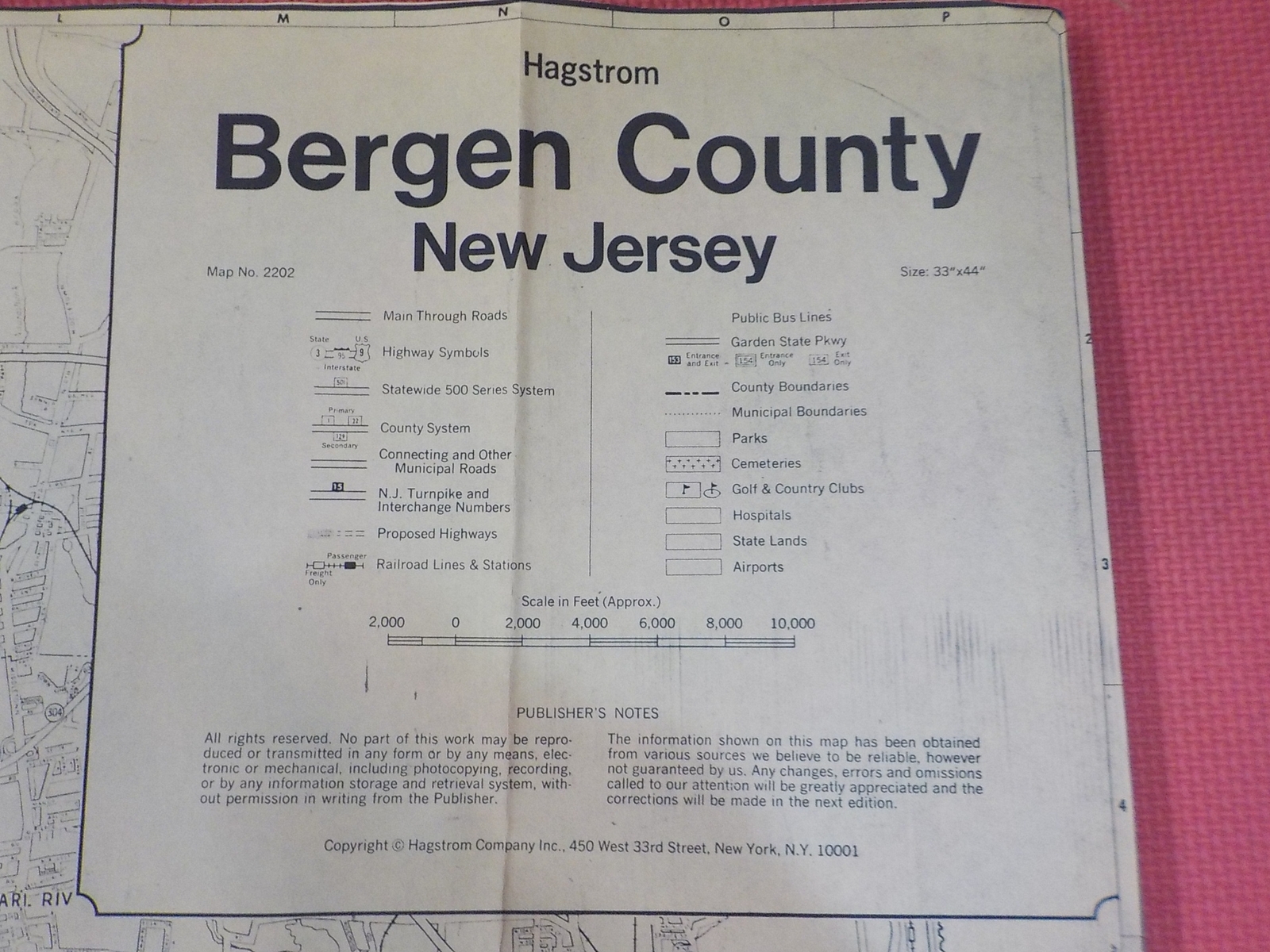 Map Bergen County New Jersey Hagstrom Map #2202 NO DATE Folded NJ? | eBay
