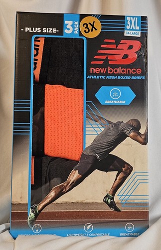 New Balance 3 Athletic Mesh Boxer Briefs 3XL Black Orange Gray ...