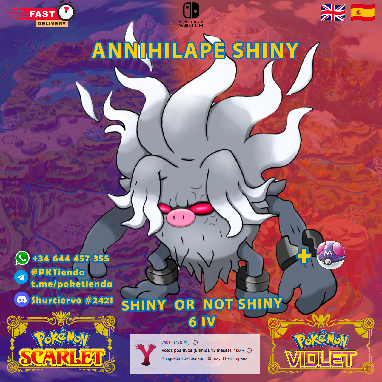 ANNIHILAPE SHINY 🍊 Pokemon Scarlet Escarlata Violet Purpura🍇 PRIMEAPE ...