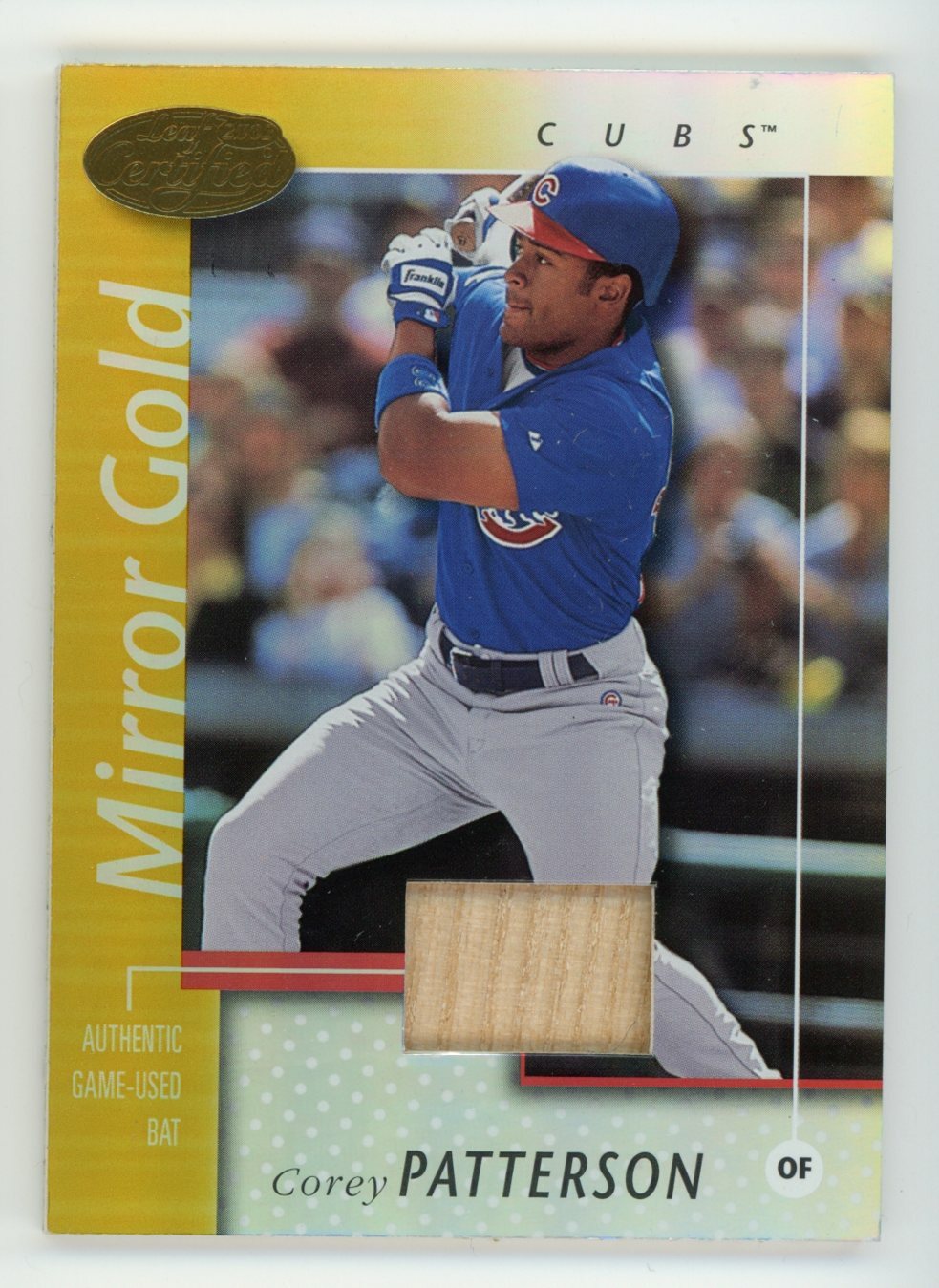 CORY PATTERSON 2002 LEAF CERTIFIED MIRROR GOLD 8/25 CHICAGO CUBS W/GU BAT | eBay