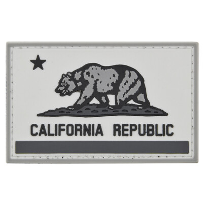 California Flag Patch PVC Removable Emblem Accessory Gray Patches for ...
