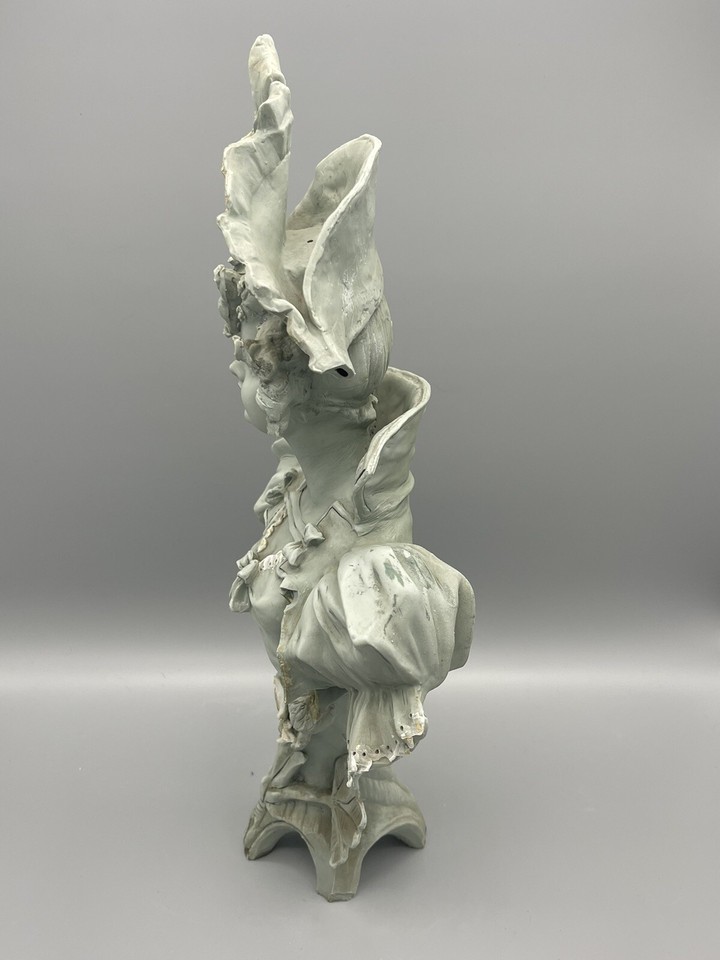 Vintage Beautiful Gray Statue, Victorian Style Maiden. DMANGED ! | eBay