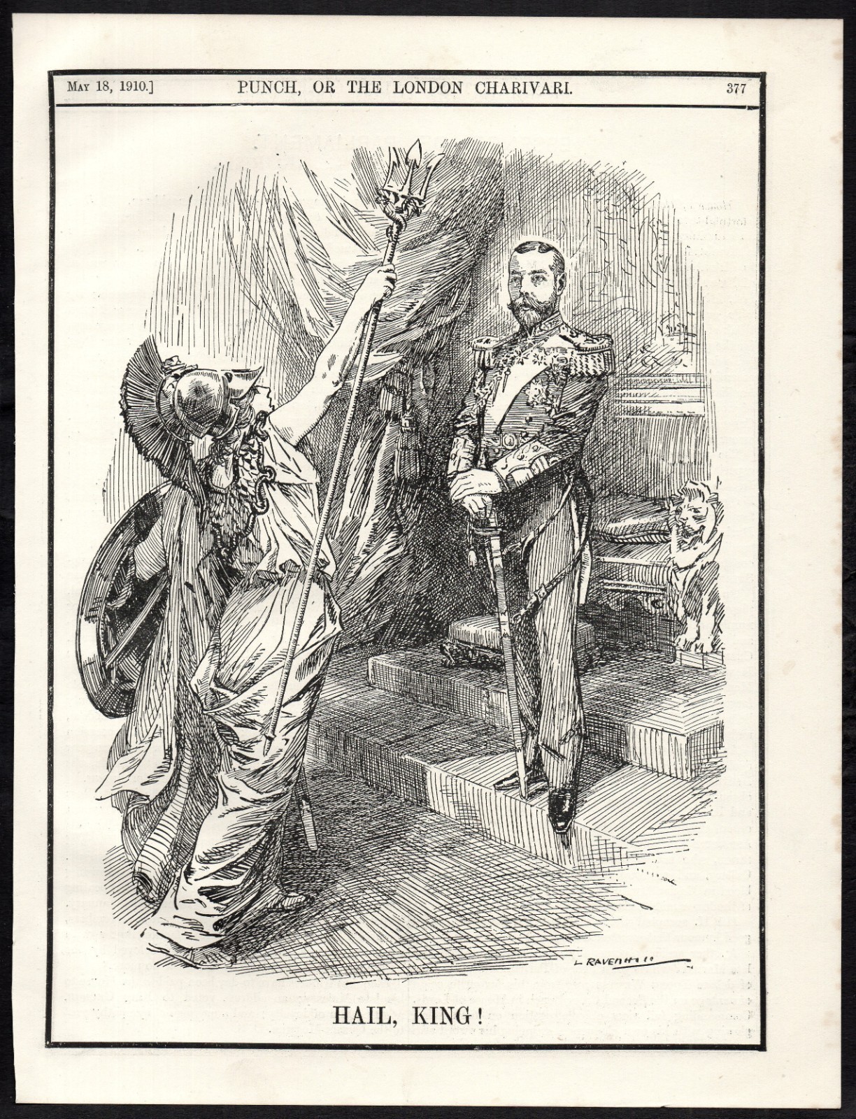 HAIL, KING! 1910 Leonard Raven-Hill - George V PUNCH CARTOON PAGE | eBay UK