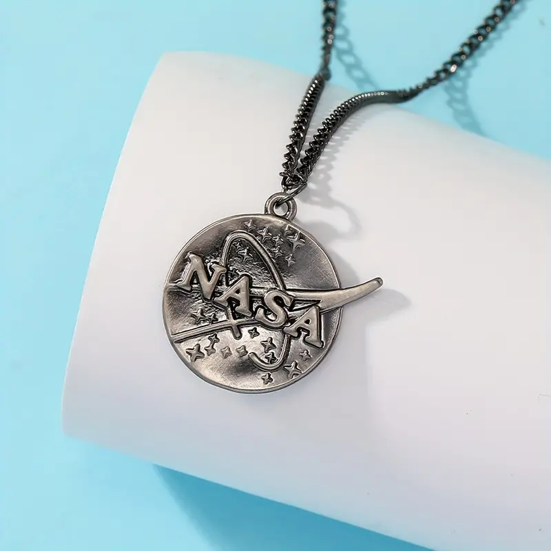 NASA Pattern Aerospace Jewelry Vintage Silver Color Aviation Pendant ...