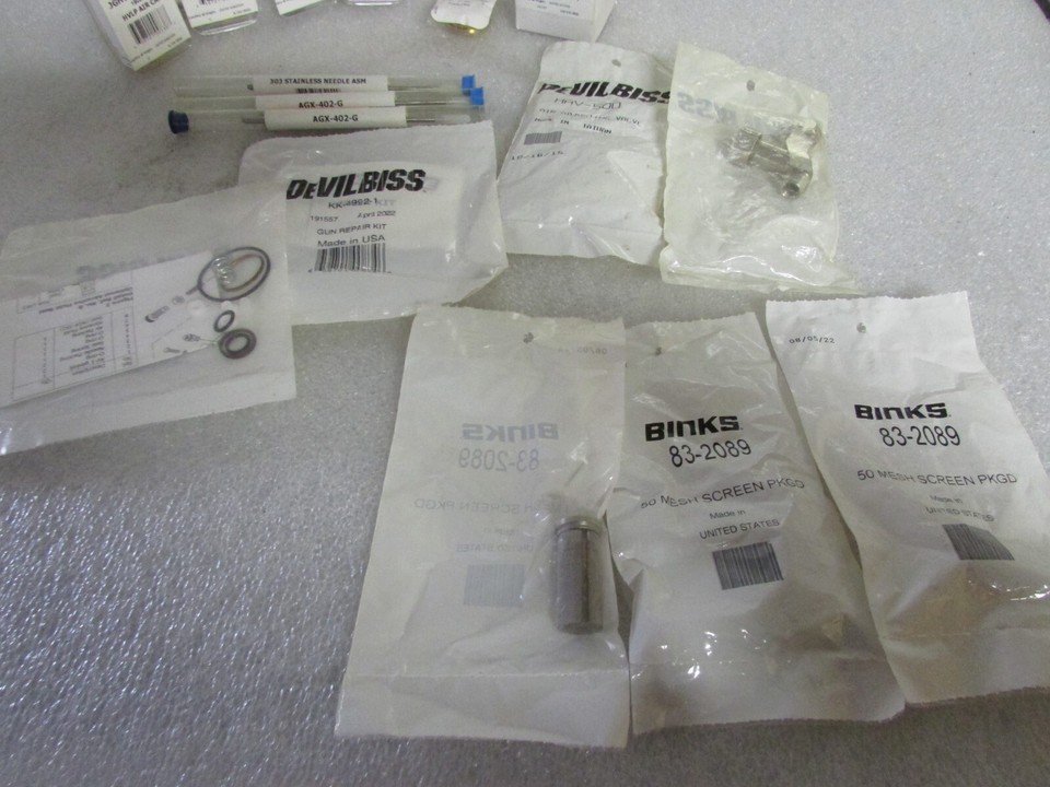 DeVilbiss Gun Repair Kit-Air Valve-Needle ASM-Baffle-HVLP Air Cap-Mixed ...