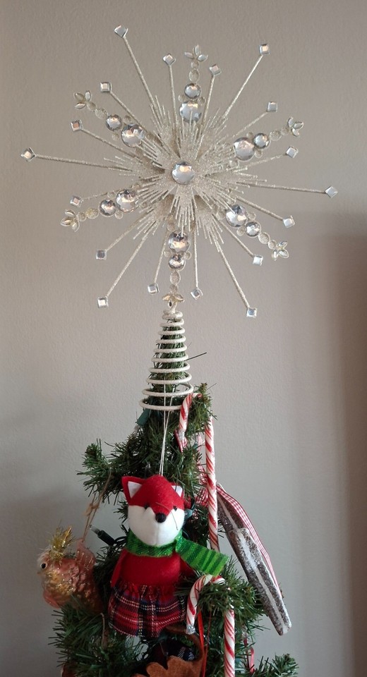 Crystal Snowflake Tree Topper, Star, Jeweled, 13 1/2 " x 11", Metal and ...