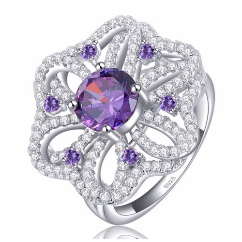 Made With Swarovski Crystals The Delina Purple Flower Ring $188 S6 | eBay