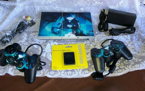 SONY PLAYSTATION 2 PS2 SLIM VINYL SKIN CONSOLE LOT BUNDLE WITH 7 GAMES ...