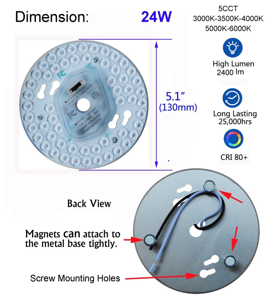 24W Dimmable LED Light Engine Retrofit Kit for Ceiling Fan Light LED ...