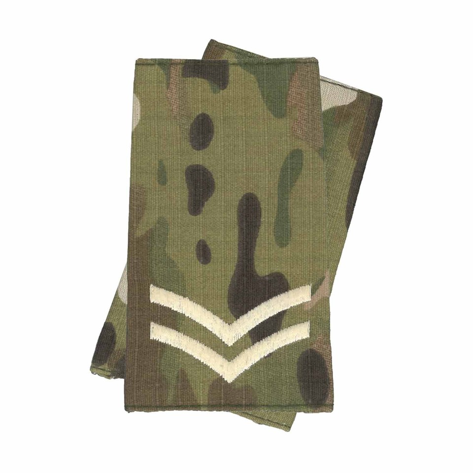 Pair of Ivory on Multicam / MTP Rank Slides Epaulettes Kings Crown C3R ...