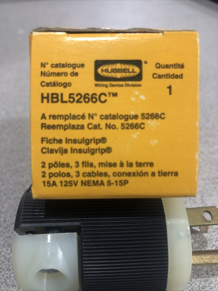 Hubbell HBL5266C Male Straight Blade Plug 783585173009 | eBay