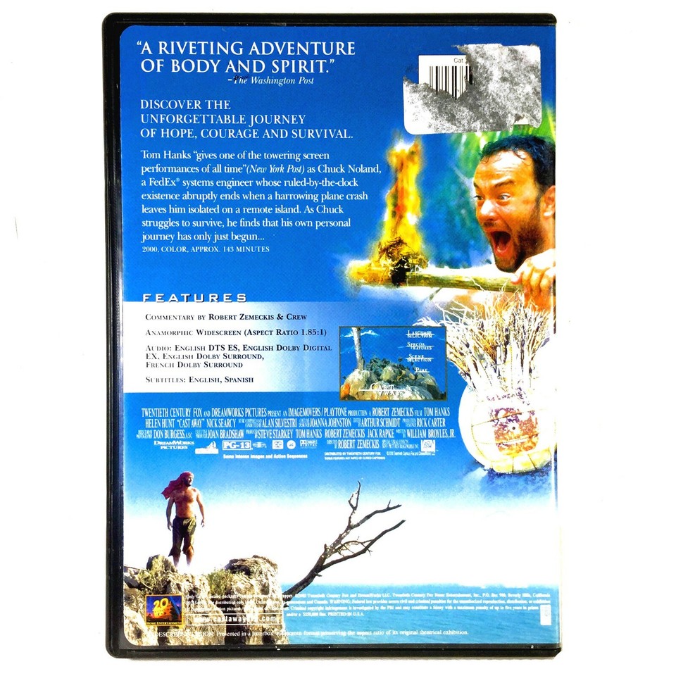 Cast Away (DVD, 2000, Widescreen) Like New ! Tom Hanks Helen Hunt ...